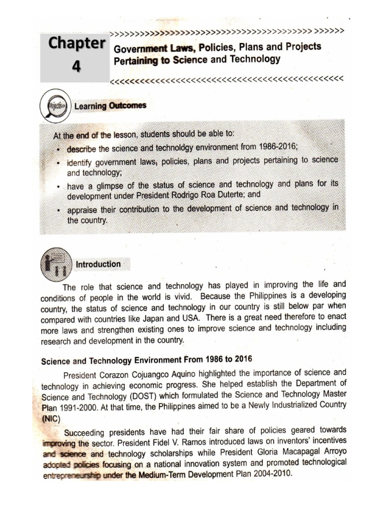 STS Chapter 4 Government Laws, Policies, Plans and Projects Pertaining ...