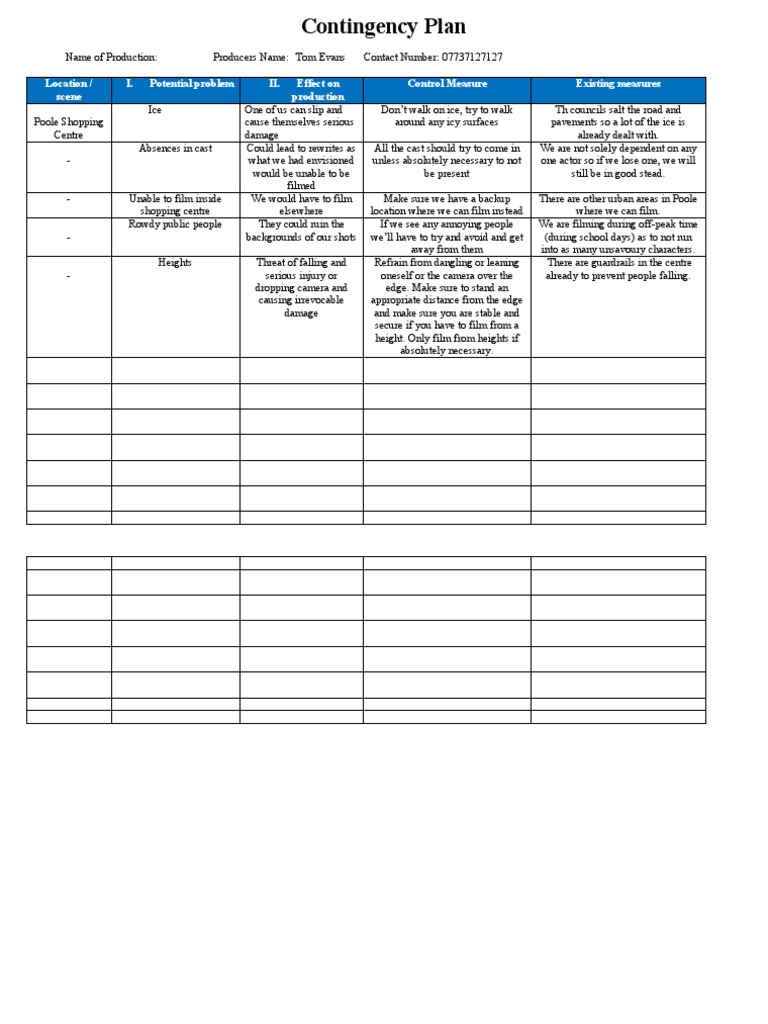 Contingency Plan | PDF