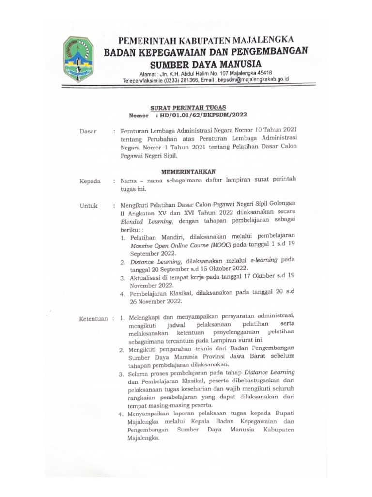 Scan Surat Tugas Latsar | PDF