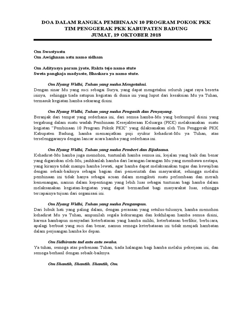 Doa Pembinaan 10 Program Pokok PKK | PDF