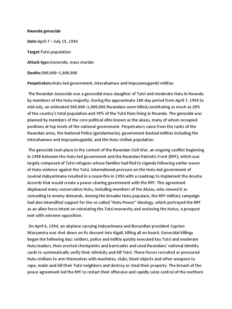 Rwandan Genocide | PDF | Rwandan Genocide | Responsibility To Protect