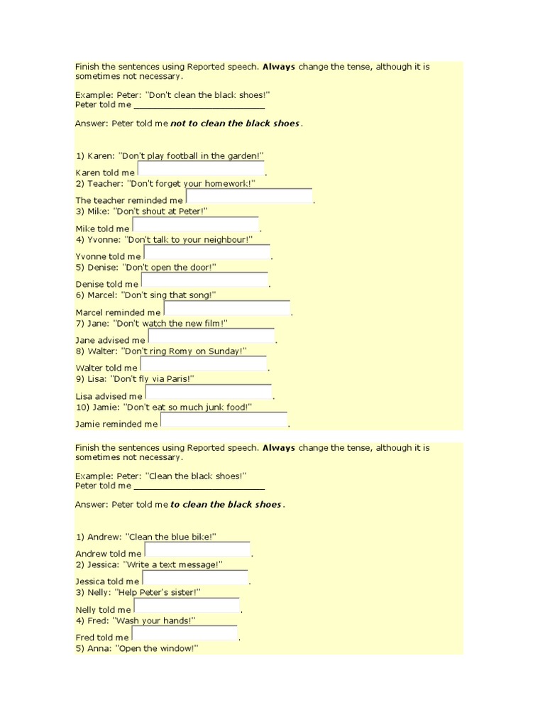 Unit 04 - Exercises - Reported Speech | PDF Unit 04 - Exercises - Reported Speech | PDF