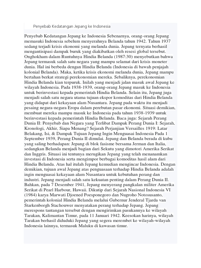 Materi Kedatangan Jepang Ke Indonesia | PDF