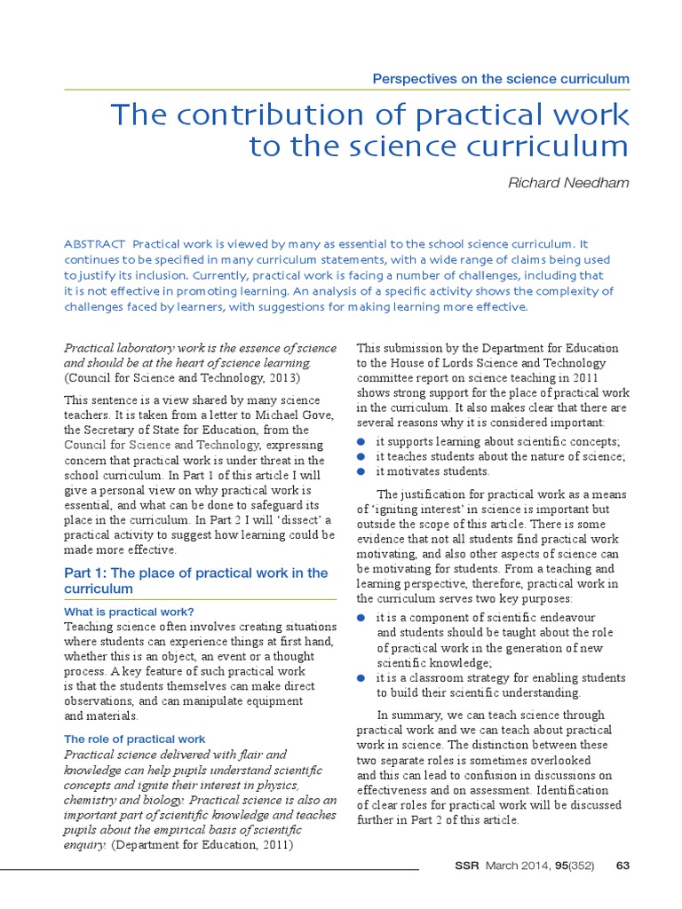 The Contribution of Practical Work To The Science Curriculum | PDF ...