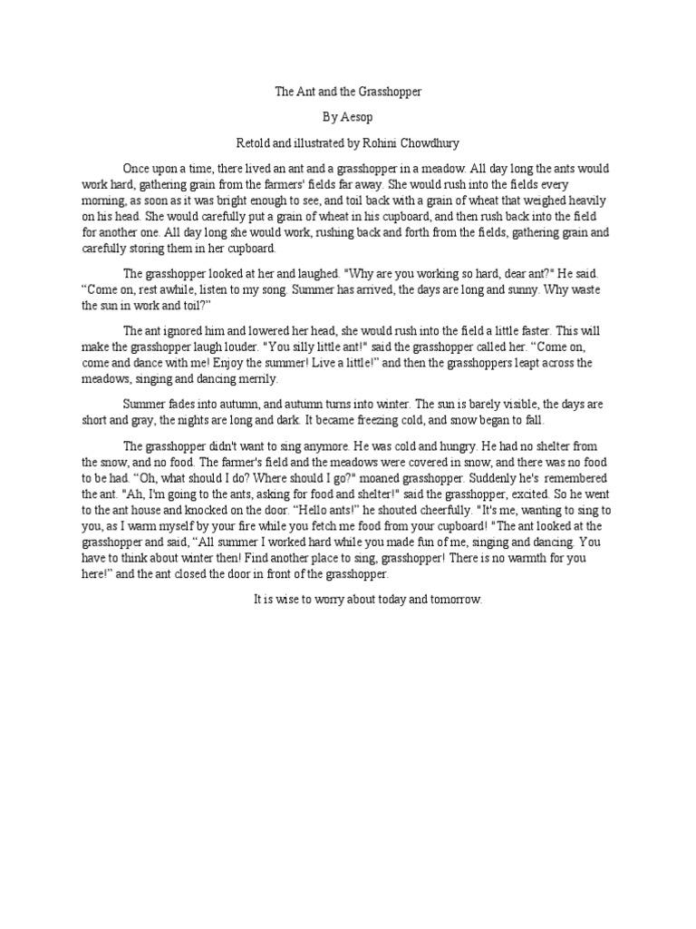 The Ant and The Grasshopper | PDF