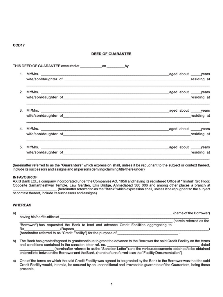 Deed of Guarantee | PDF | Guarantee | Surety