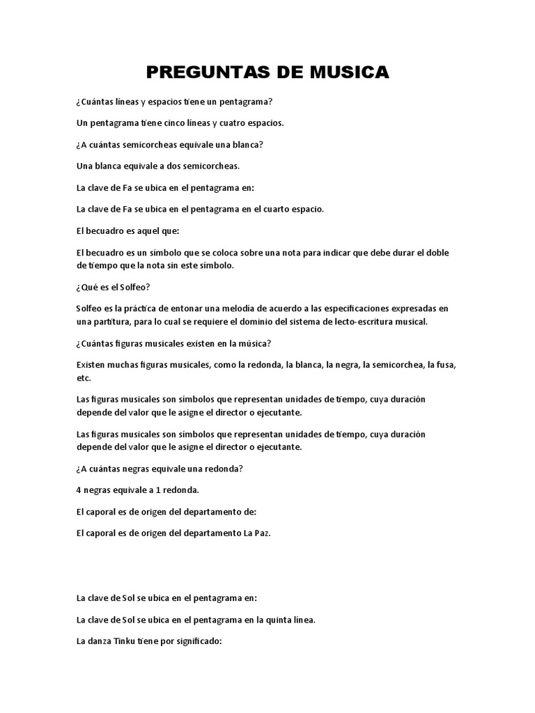 Preguntas de Musica | PDF | Acorde (Música) | Clave