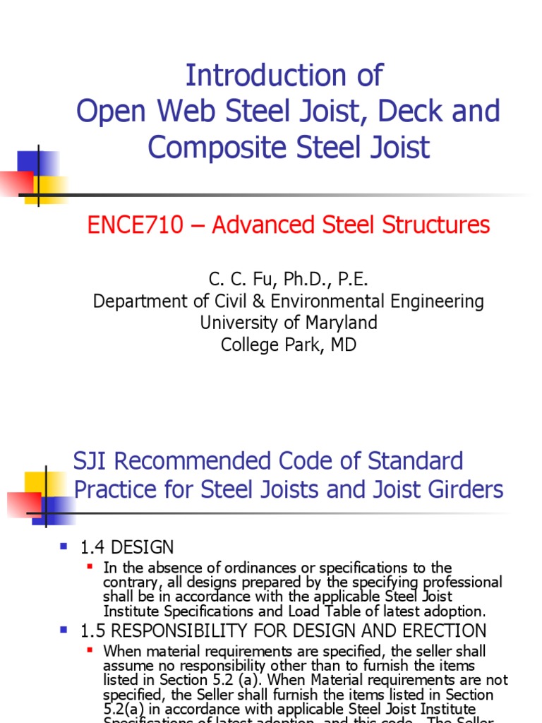 Steel Joist | PDF | Structural Engineering | Building Technology