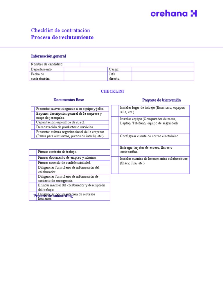 Checklist de Contratacion para Un Proceso de Reclutamiento | PDF ...