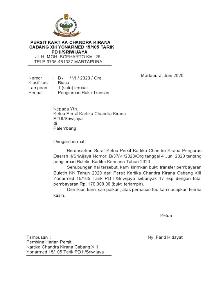 3 Pengiriman Surat Bukti TRF Buletin KK 2020 | PDF