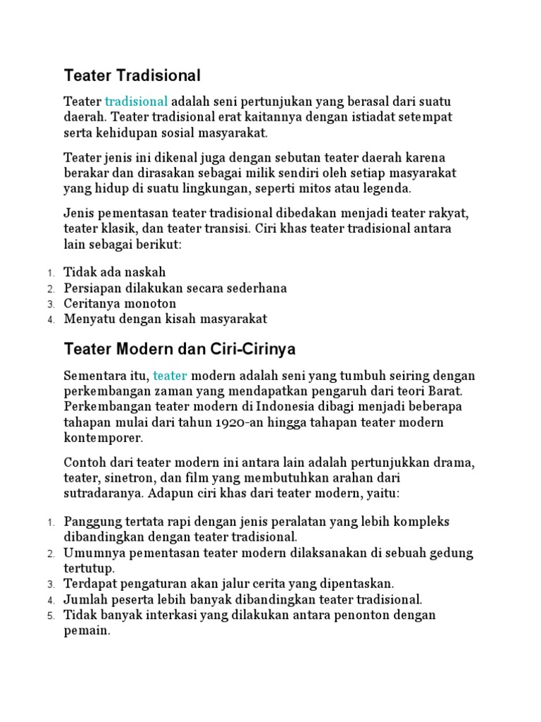 Teater Tradisional & Modren | PDF