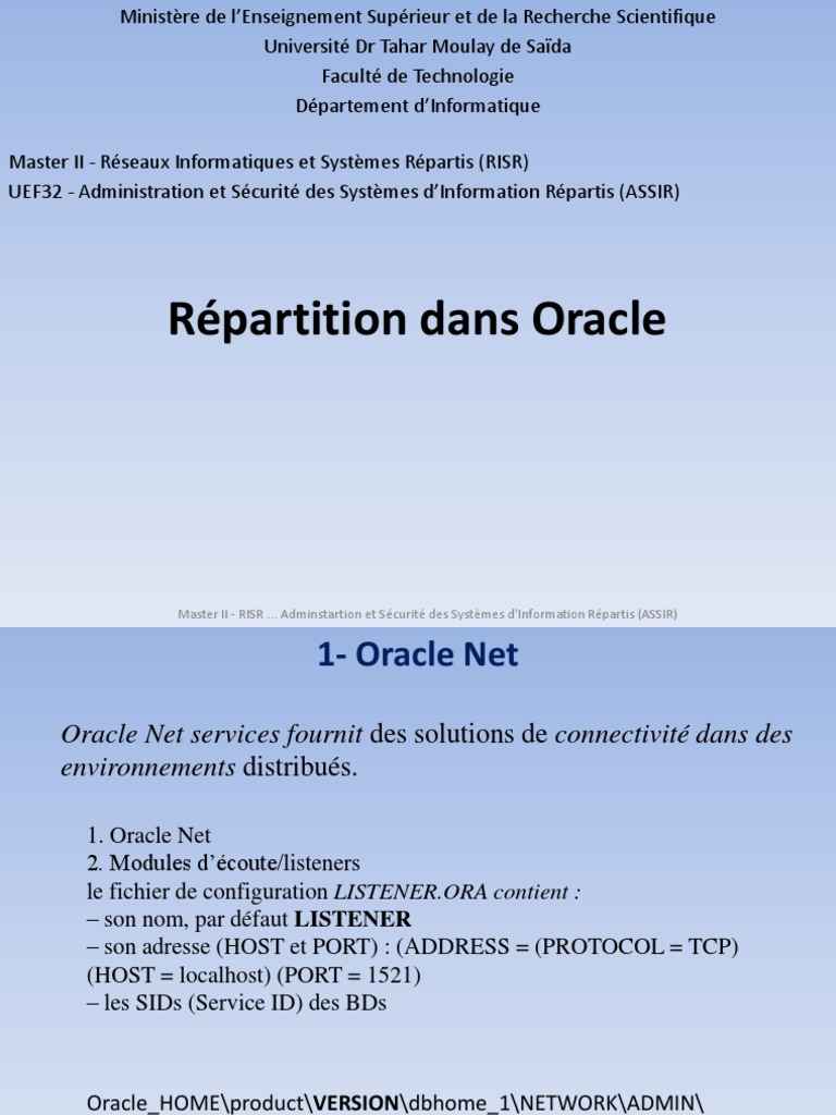 Administration des Bases de Données Oracle | PDF | Télécommunications ...