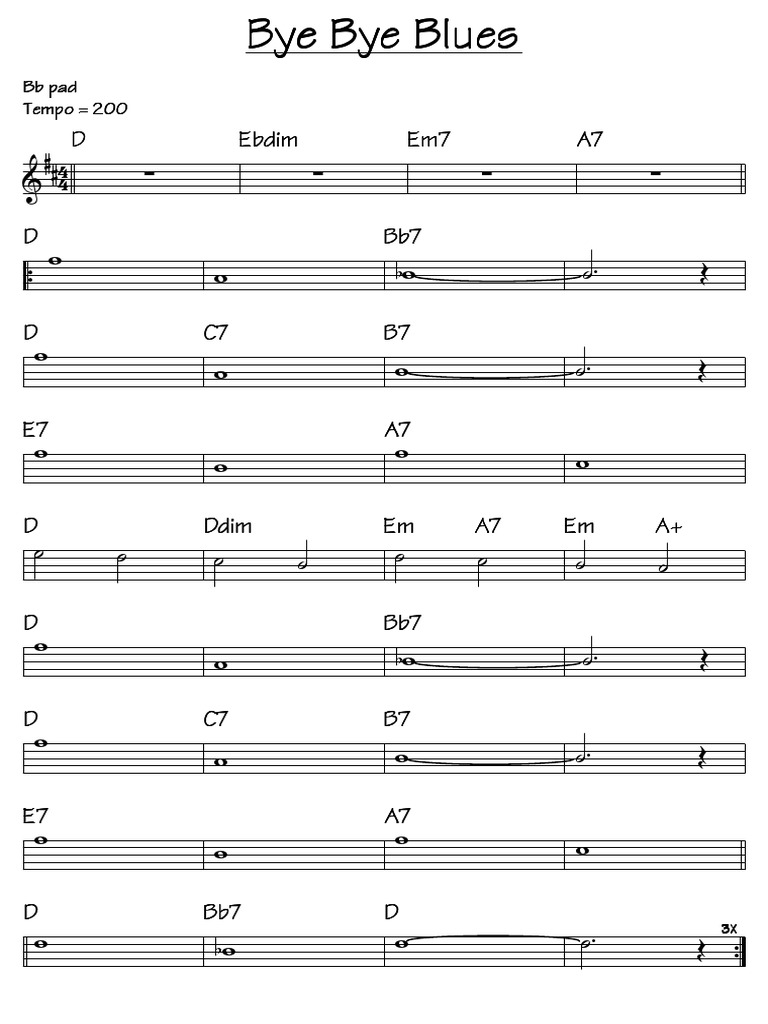 Bye Bye Blues Chords and Tempo | PDF