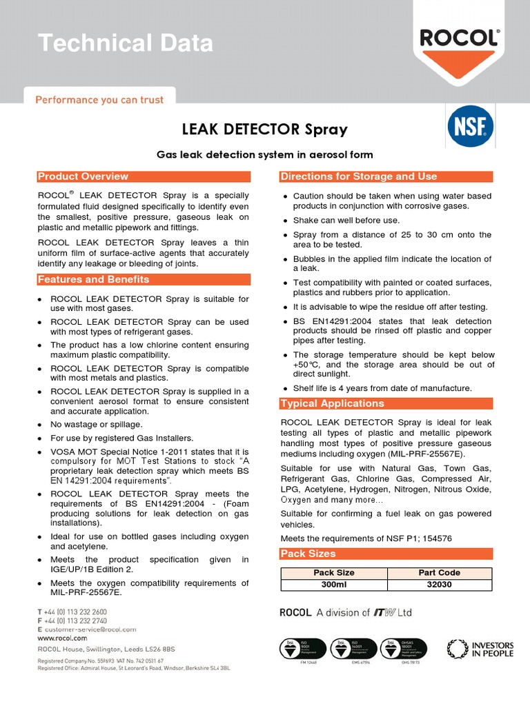Leak Detector Spray - GB | PDF | Leak | Gases