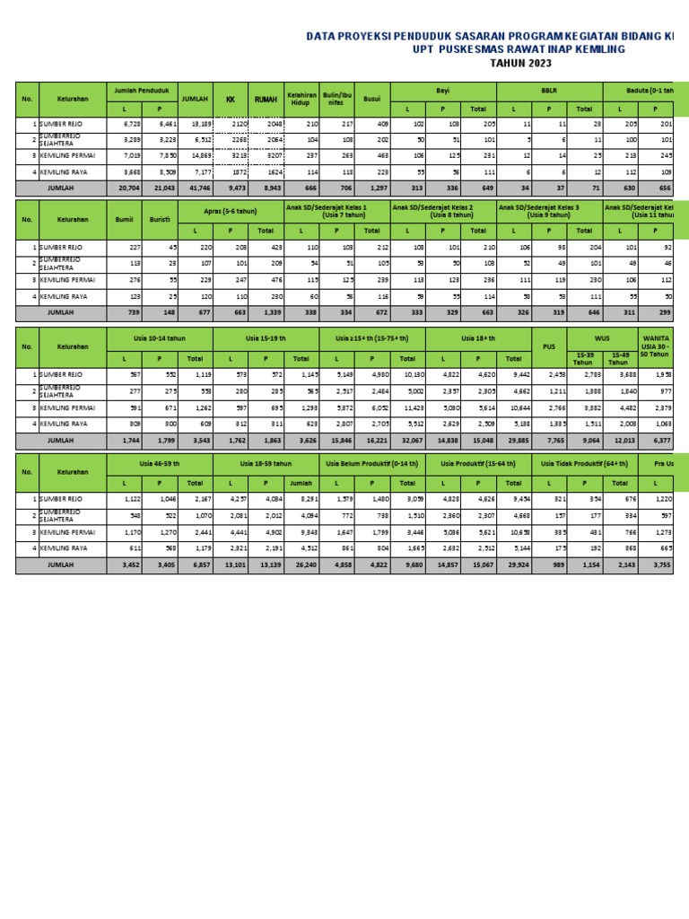 Data Penduduk Sasaran 2023 | PDF