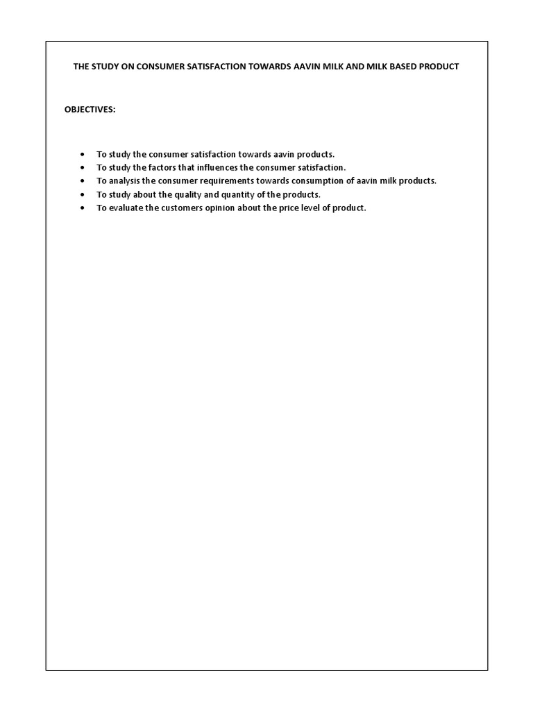 Aavin Milk Customer Satisfaction Study | PDF | Cooking, Food & Wine