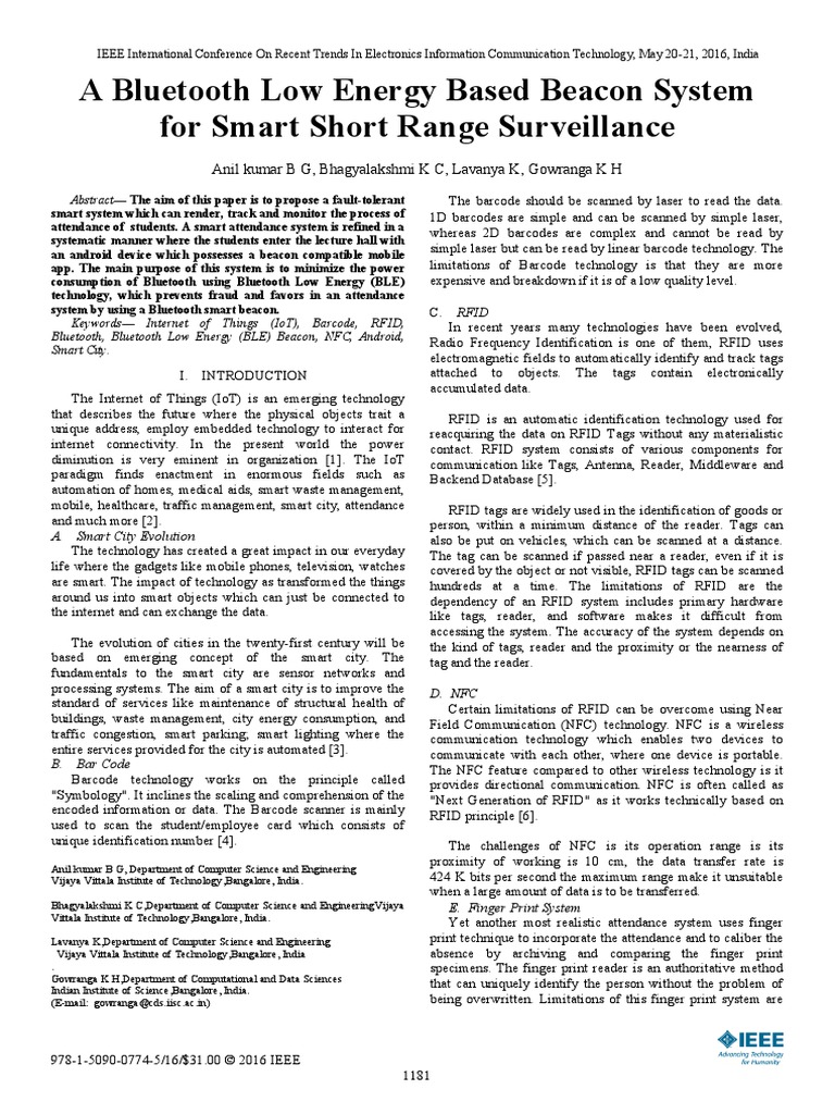 A Bluetooth Low Energy Based Beacon System For Smart Short Range ...