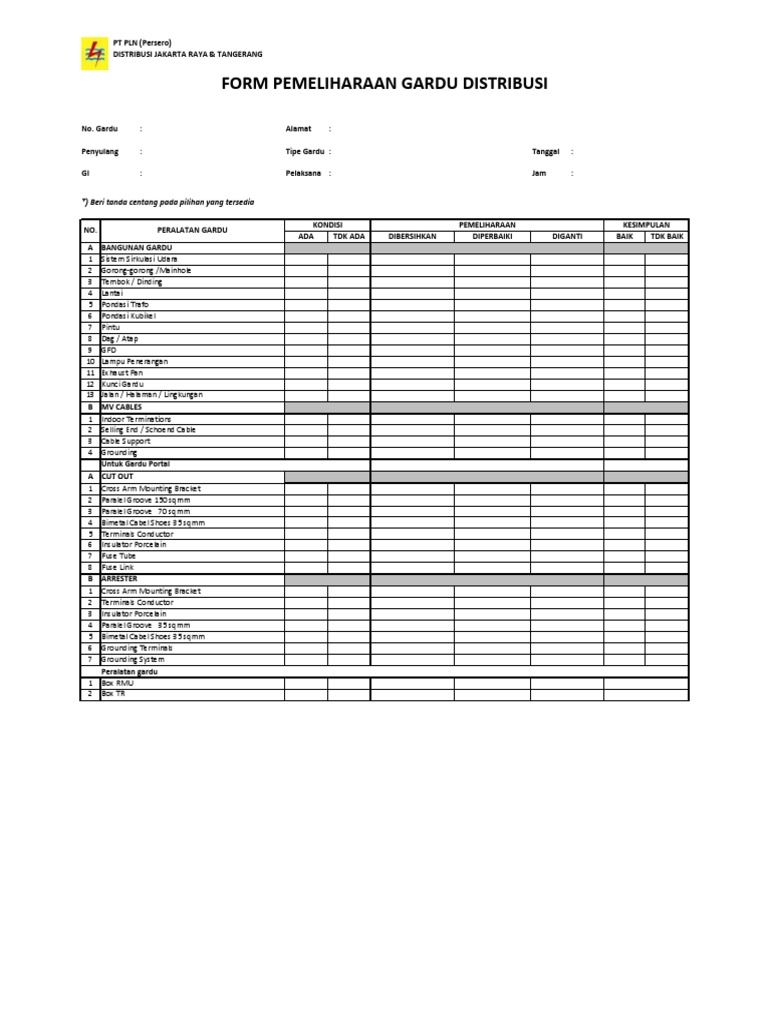 Form Pemeliharaan | PDF