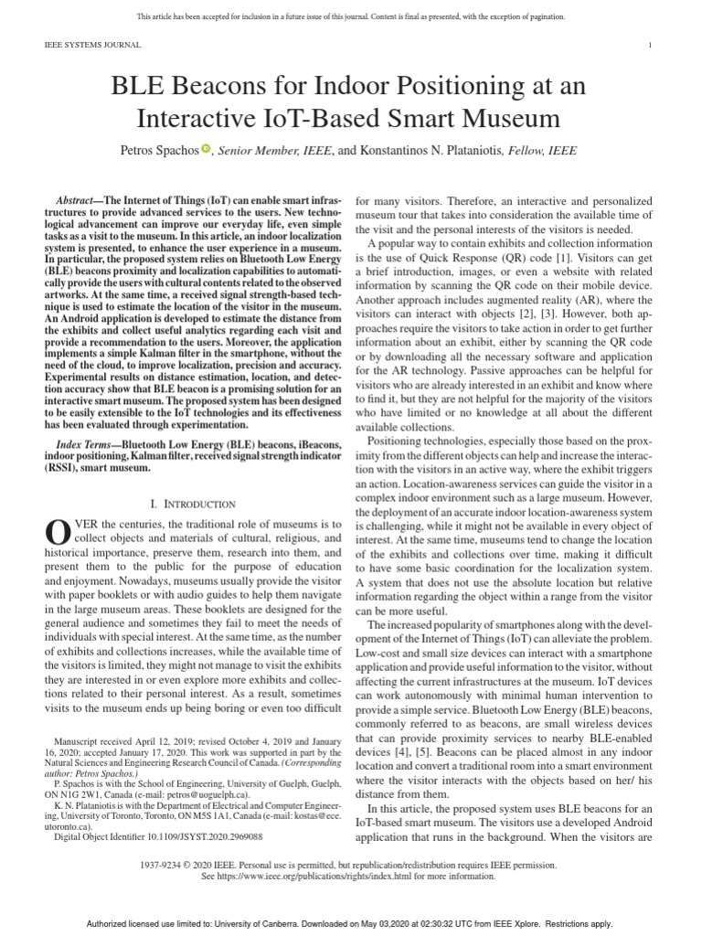 BLE Beacons For Indoor Positioning at An Interactive IoT-Based Smart ...