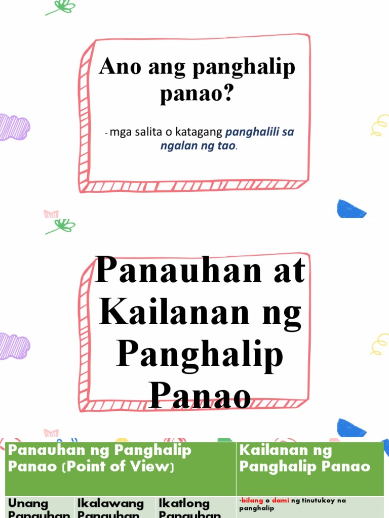 Panauhan at Kailanan NG Panghalip Panao | PDF