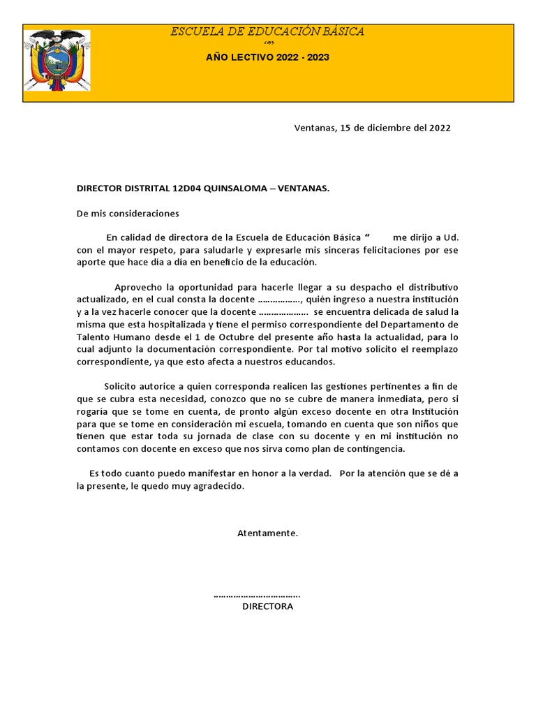 Oficio Solicitando - Docente | PDF