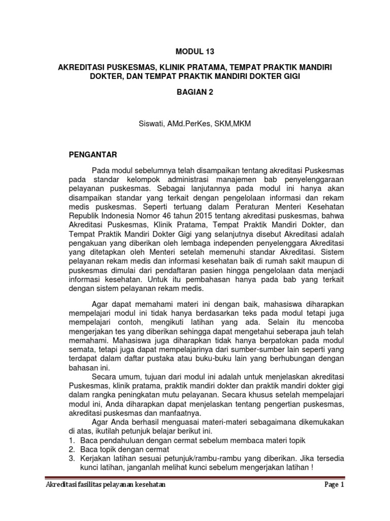 Modul 13 Akreditasi | PDF