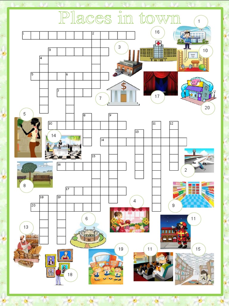 City Crossword Places in Town Crosswords Icebreakers Oneonone ...