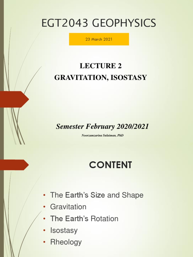 Lecture 2 Gravitation and Isostasy | PDF | Geophysics | Structure Of The Earth