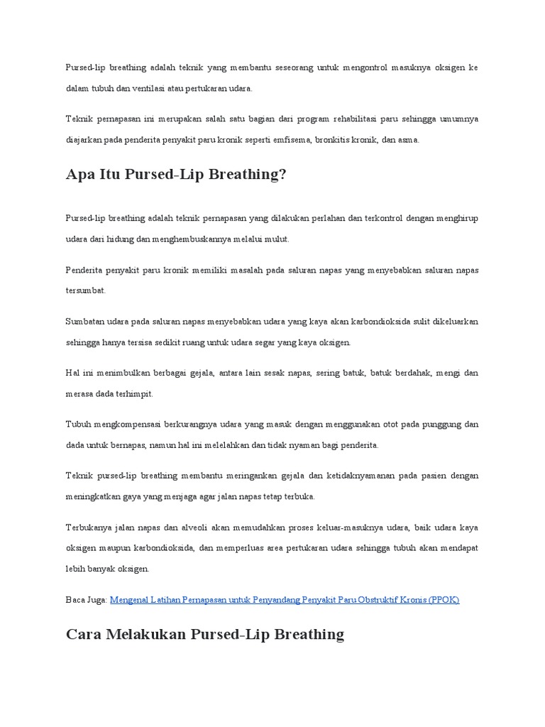 Teknik Pursed-Lip Breathing untuk Paru | PDF
