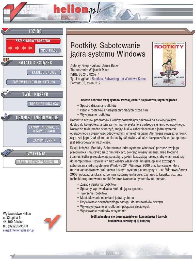 Rootkity. Sabotowanie Jądra Systemu Windows | PDF