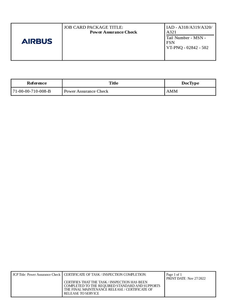 Power Assurance Check | PDF | Vehicles | Aviation
