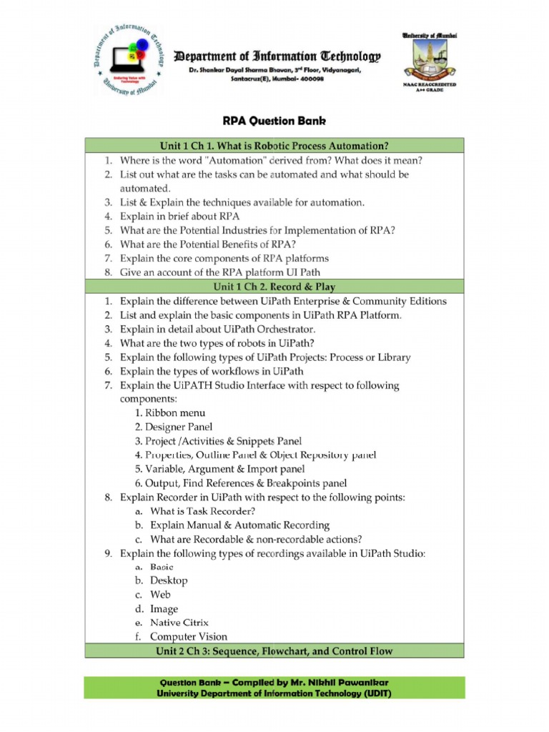 RPA QB Dec 2022 Compiled by Nikhil Pawanikar | PDF