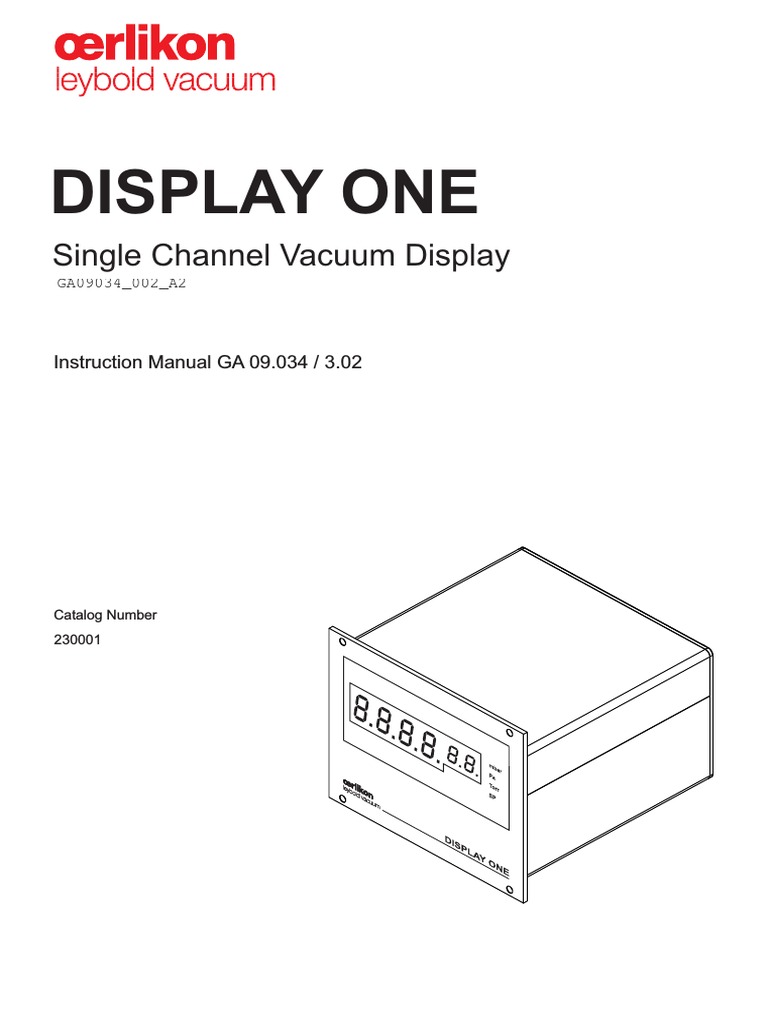 Leybold Display One Vacuum Pressure Display 230001 230110 215250 | PDF ...