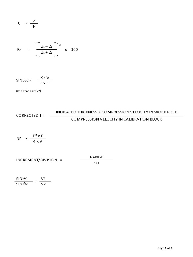 Ultrasonic Velocity Material Chart | PDF