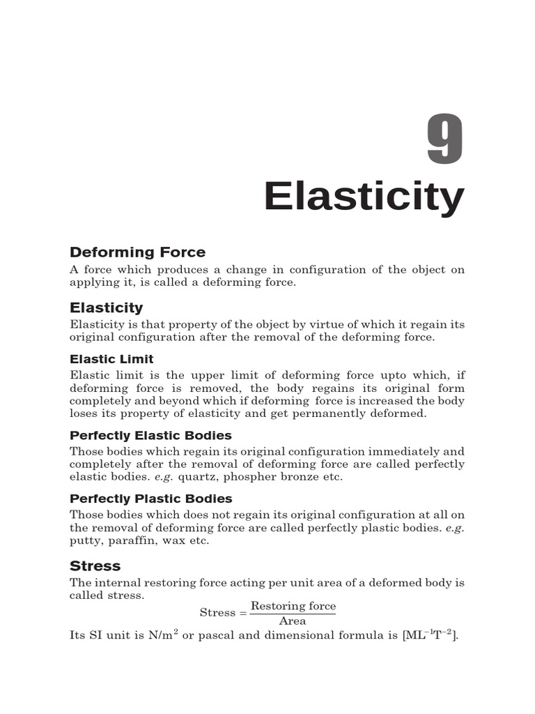 Elasticity | PDF | Deformation (Engineering) | Elasticity (Physics)