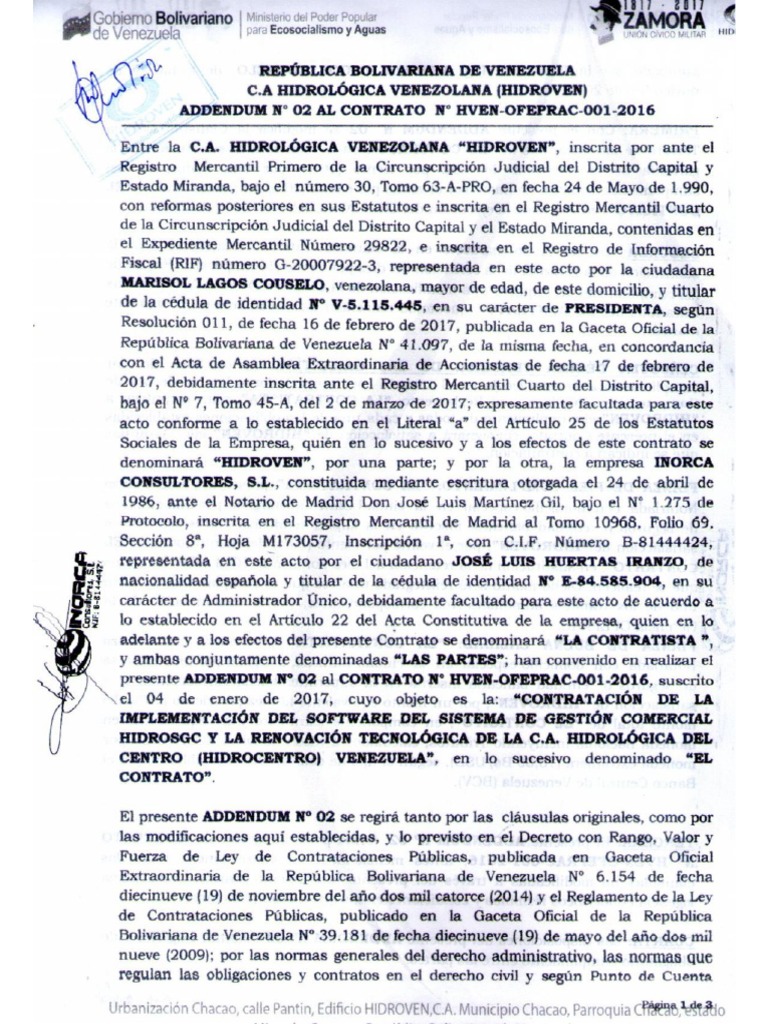 Addendum 02 Contrato Hven-Ofeprac-001-2016 | PDF