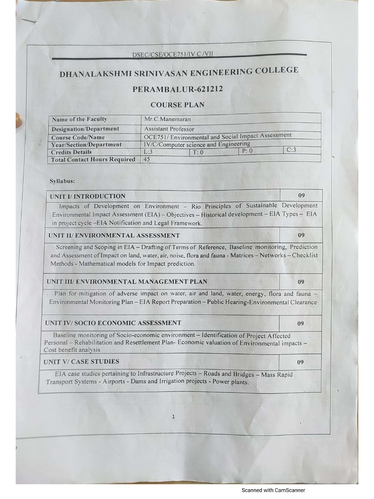 Oce751 Course Plan | PDF