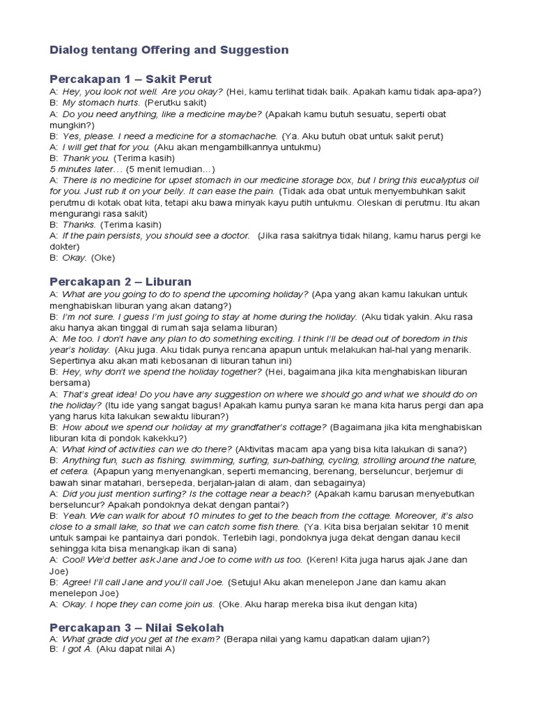 Dialog Tentang Offering and Suggestion | PDF