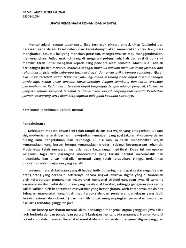 Upaya Pembinaan Rohani Dan Mental | PDF | Pengembangan Diri