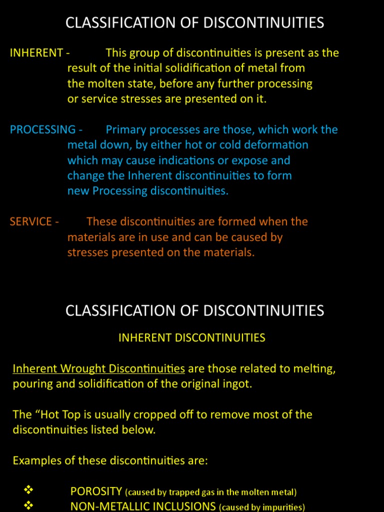 Types and Classification of Discontinuities | PDF | Casting ...