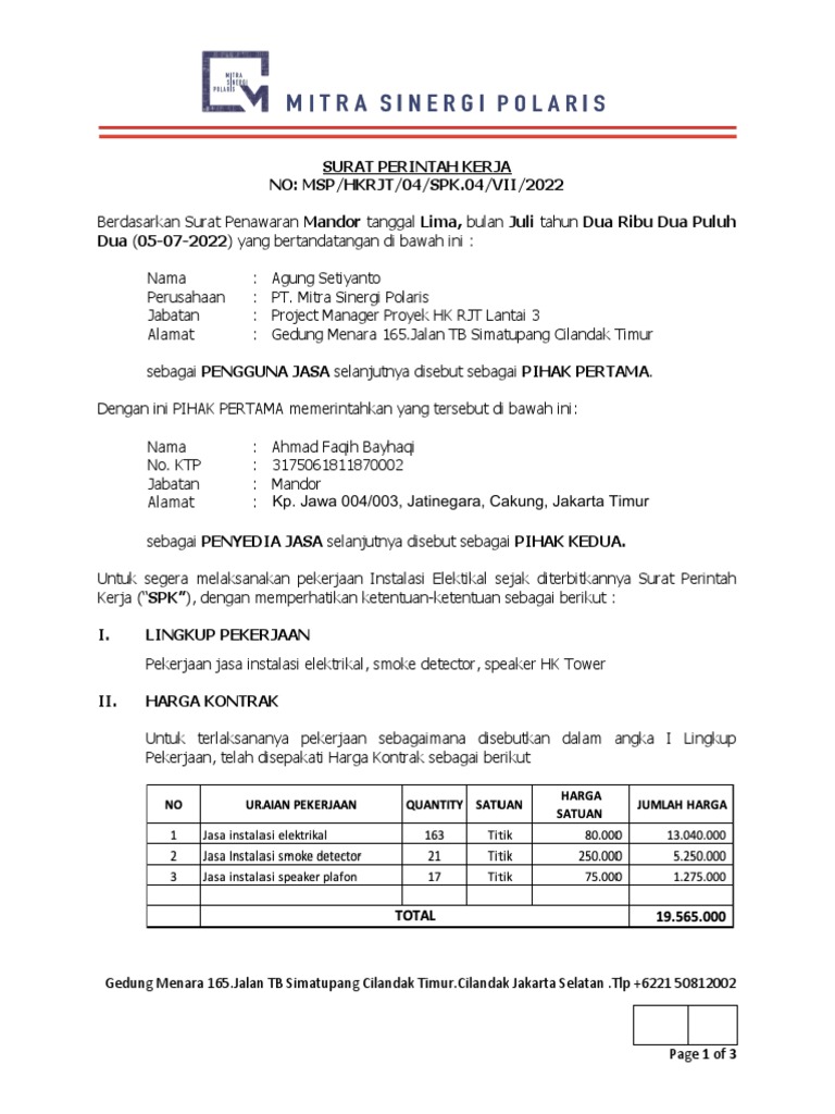 SPK Mandor Elektrikal | PDF