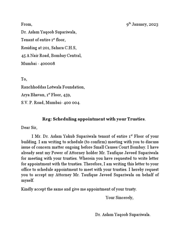 Letter To Trust | PDF