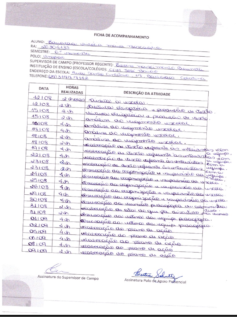 Ficha de Acompanhamento | PDF Ficha de Acompanhamento | PDF