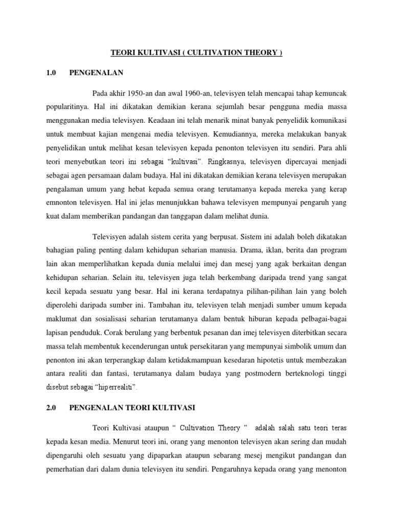 Teori Kultivasi Cultivation Theory | PDF