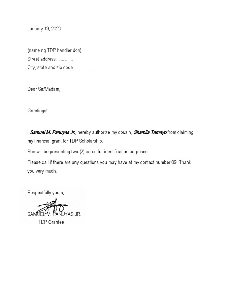 Authorization Letter | PDF