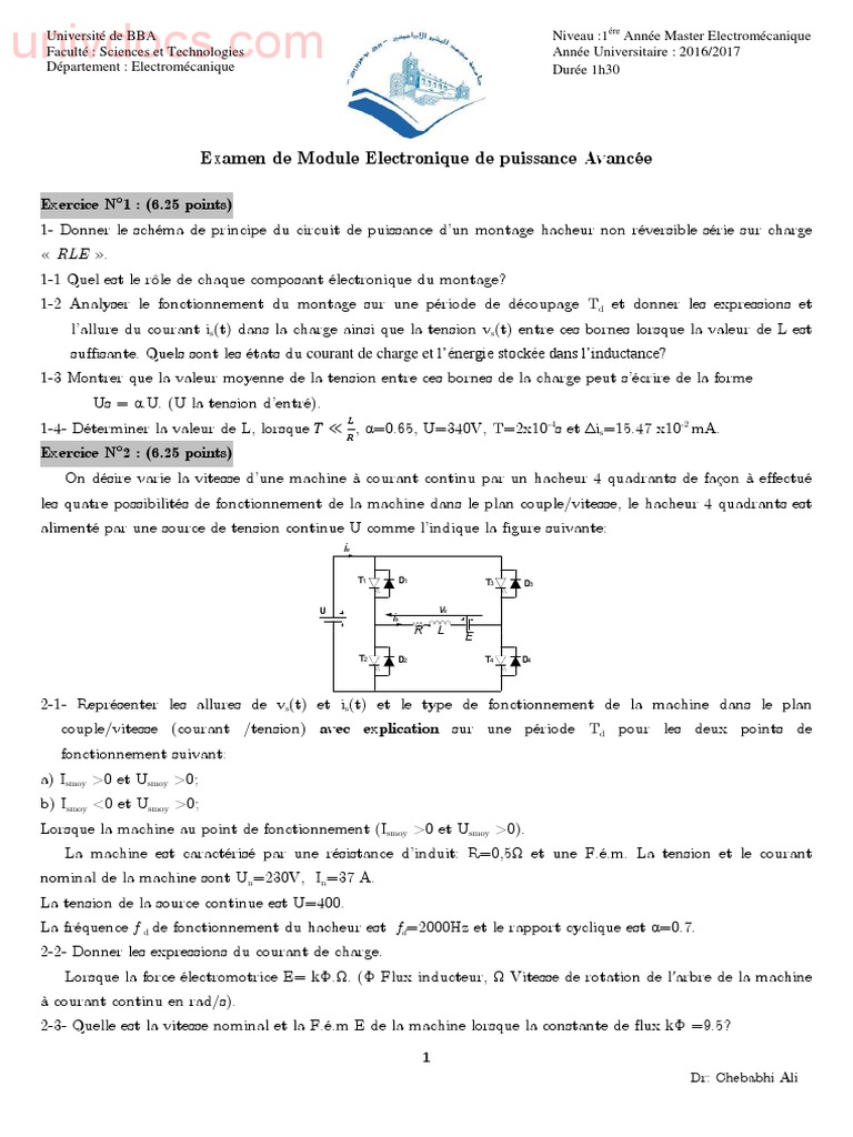 Correction-de-lexamen-Module-Electronique-de-puissance-Avancée (1) .TextMark | PDF | Onduleur ...