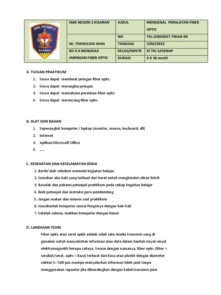 Tugas Mengenal Fiber Optic | PDF