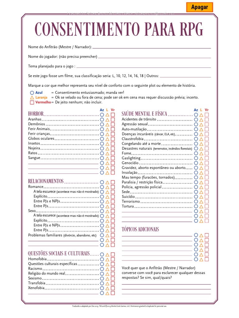 Ficha de Consentimento para RPG | PDF