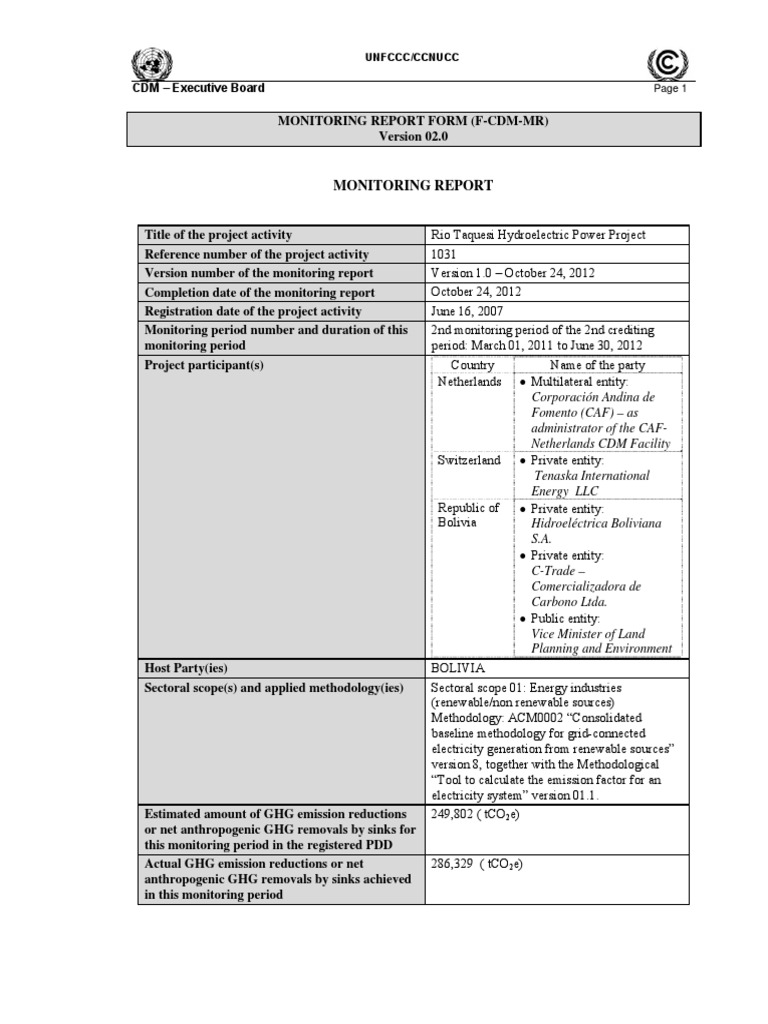 Monitoring Report 2 Crediting Period 2 Version 1 | PDF | Clean ...