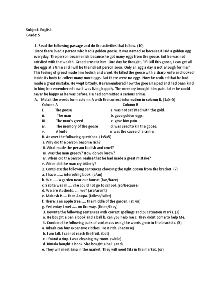 Class 5 1st Term Pdf